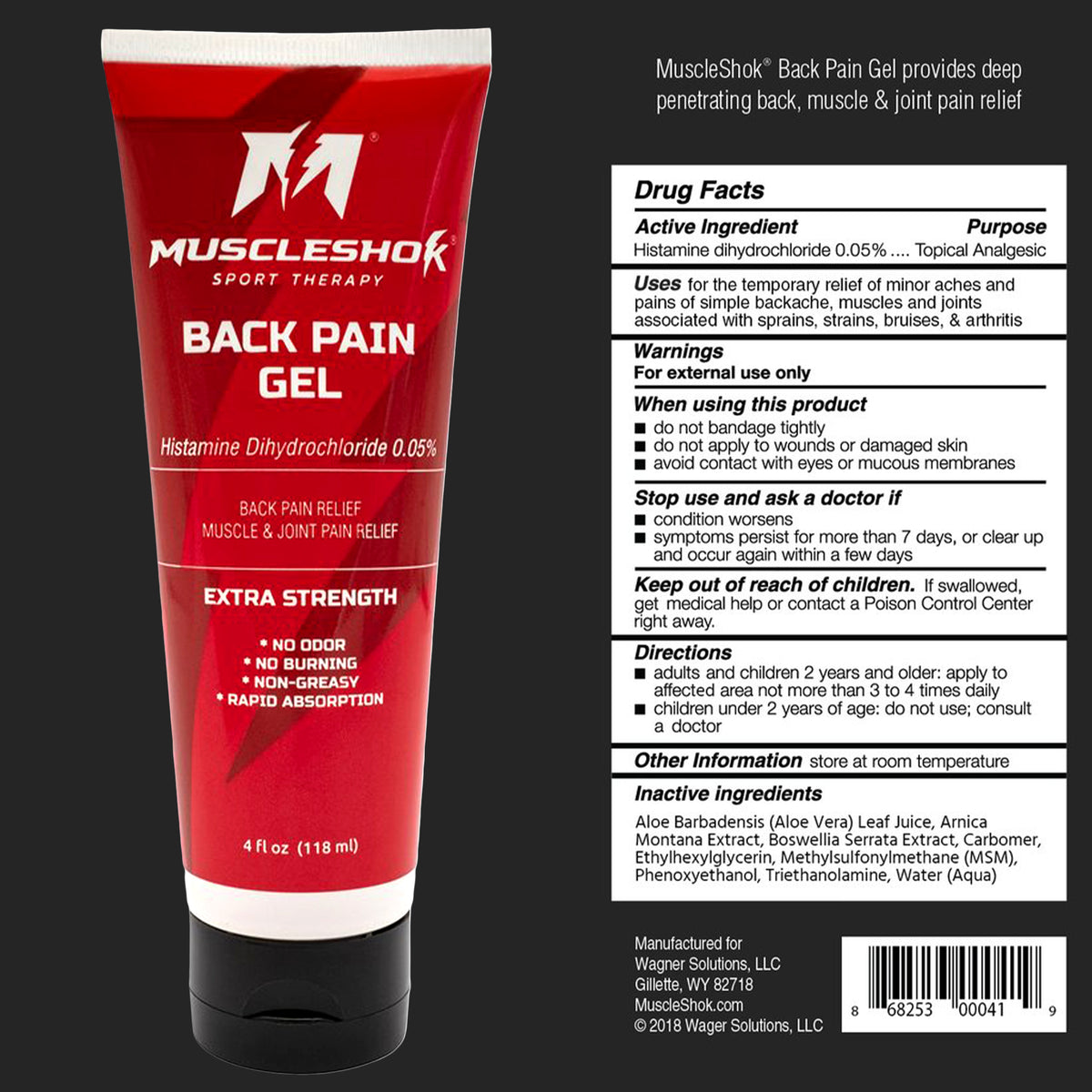 Back Pain Gel for Muscle and Joint Pain - 2 Pack (4oz each) – MuscleShok